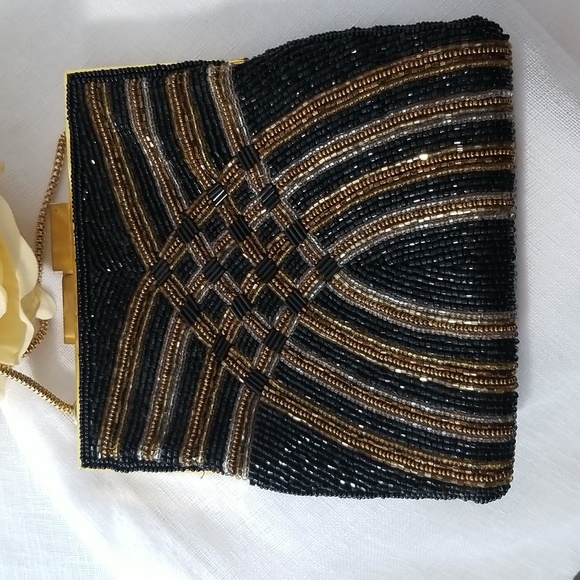 Walborg | Bags | Walborg Vintage Black And Gold Beaded Evening Bag 49 ...